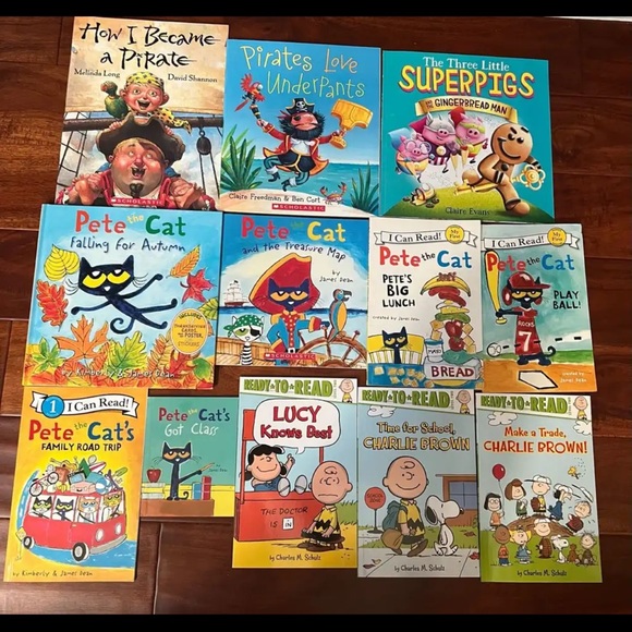 Other | Kids Book Lot Pete The Cat Charlie Brown Pirates Superpigs ...